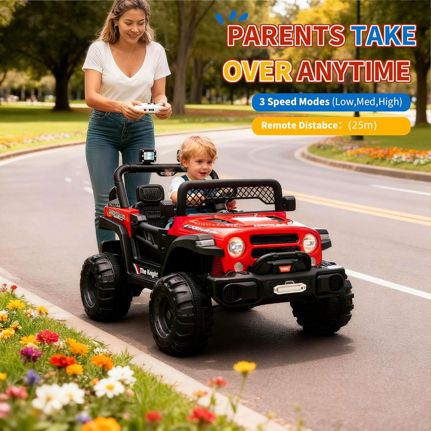 Acekid Electric Ride-on Truck 12V Parent Remote Control Car 3 Speeds ...
