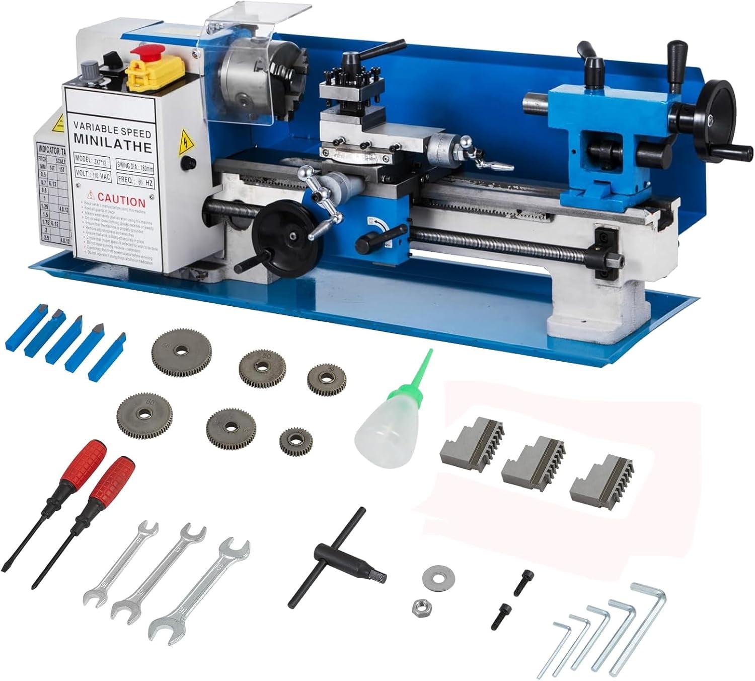 Acekid EliteEdge Metal Lathe 7"x12" -Long-lived High-Grade Construction ...