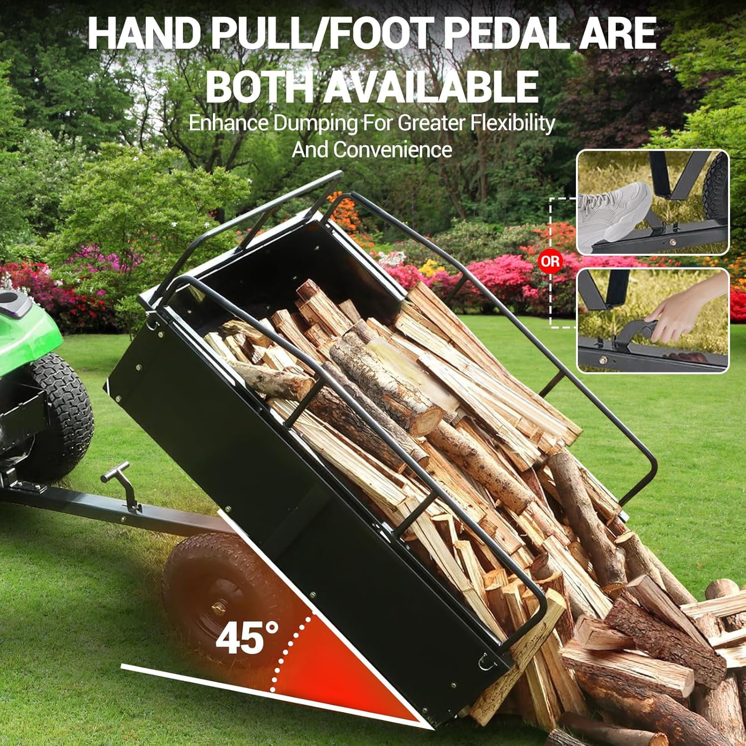 Acekid Garden Trailer 750Lbs Heavy-Duty Steel Dump Multi-Purpose ...