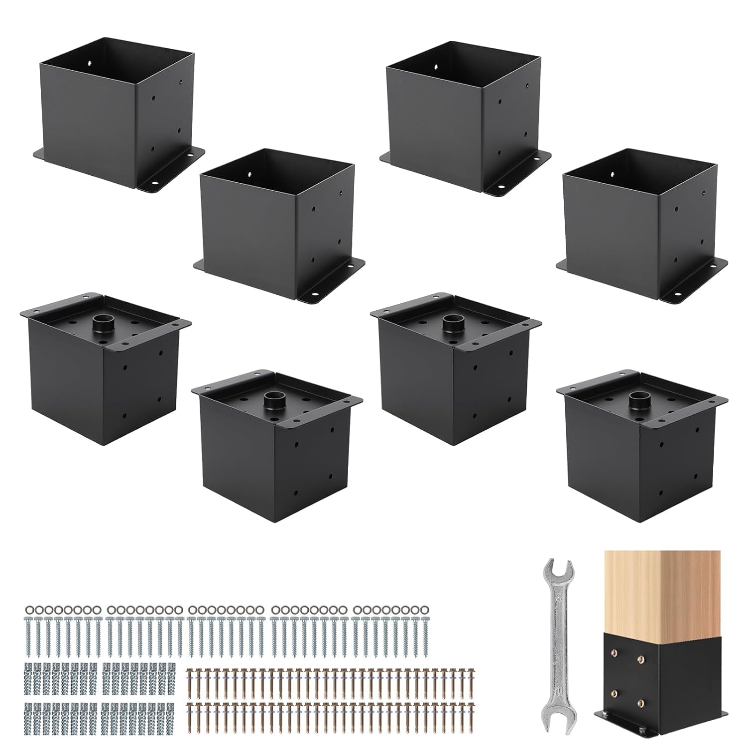 Acekid Heavy-Duty Adjustable Deck Post Bases for Pergola, Fence, Gazebo ...