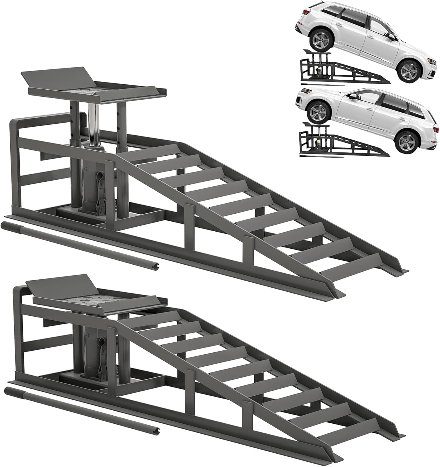 Acekid Hydraulic Car Ramps 5T (10000lbs) - Low Profile Service Ramps, 4 ...