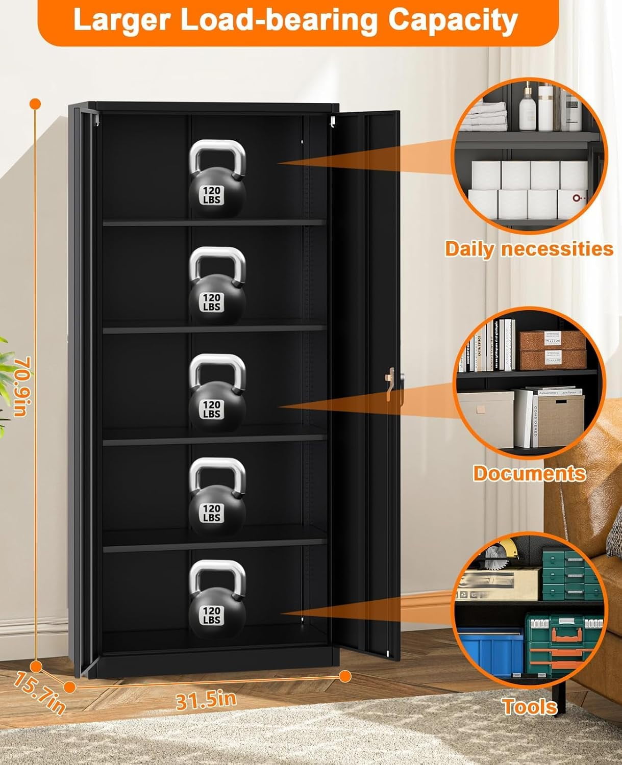 Acekid Metal Storage Cabinet With Lock Steel Tool Cabinet With 4 ...