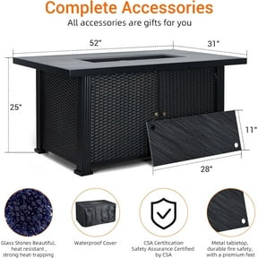 Leisuremod Walbrooke Modern Outdoor Square Fire Pit Table with Powder ...