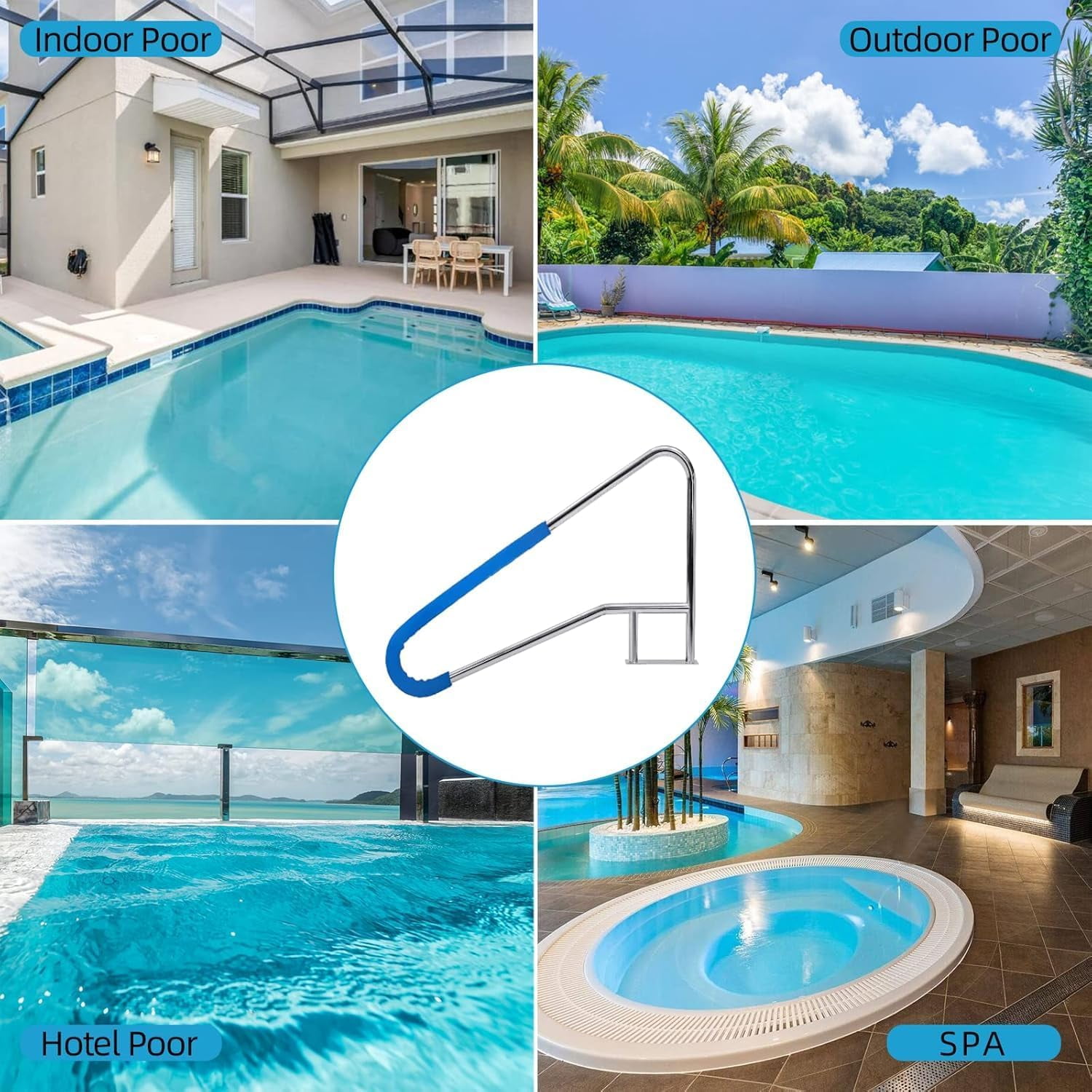 Acekid Pool Rail 55x32 in 304 Stainless Steel 385LBS Load Capacity ...