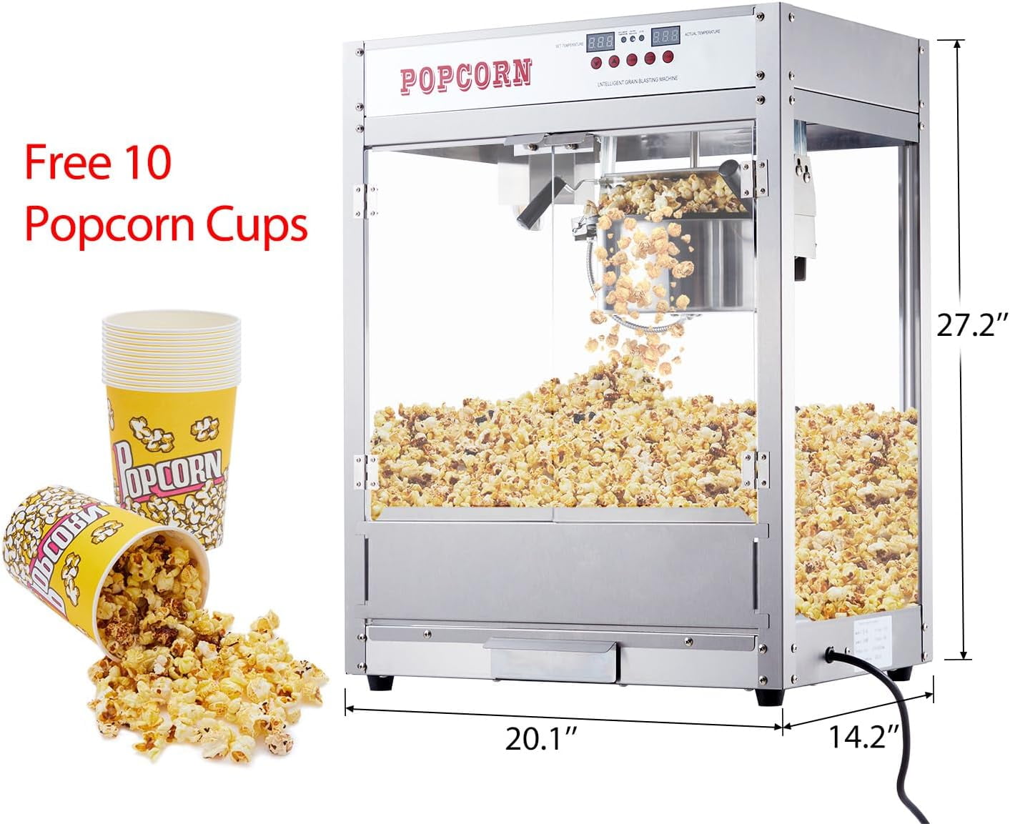 Acekid Popcorn Machine For Movie Night Popcorn Popper Machine With 10 PACK Popcorn Buckets ...