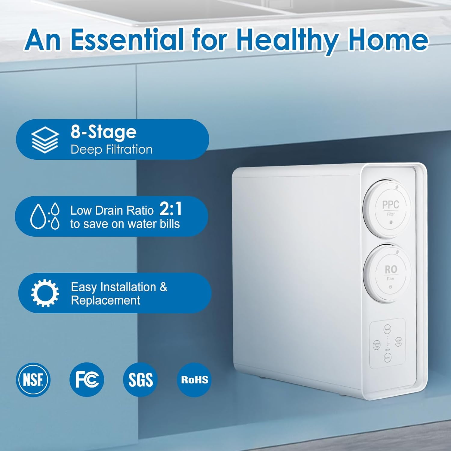 Acekid Reverse Osmosis System, 600 GPD Tankless Reverse Osmosis Water ...