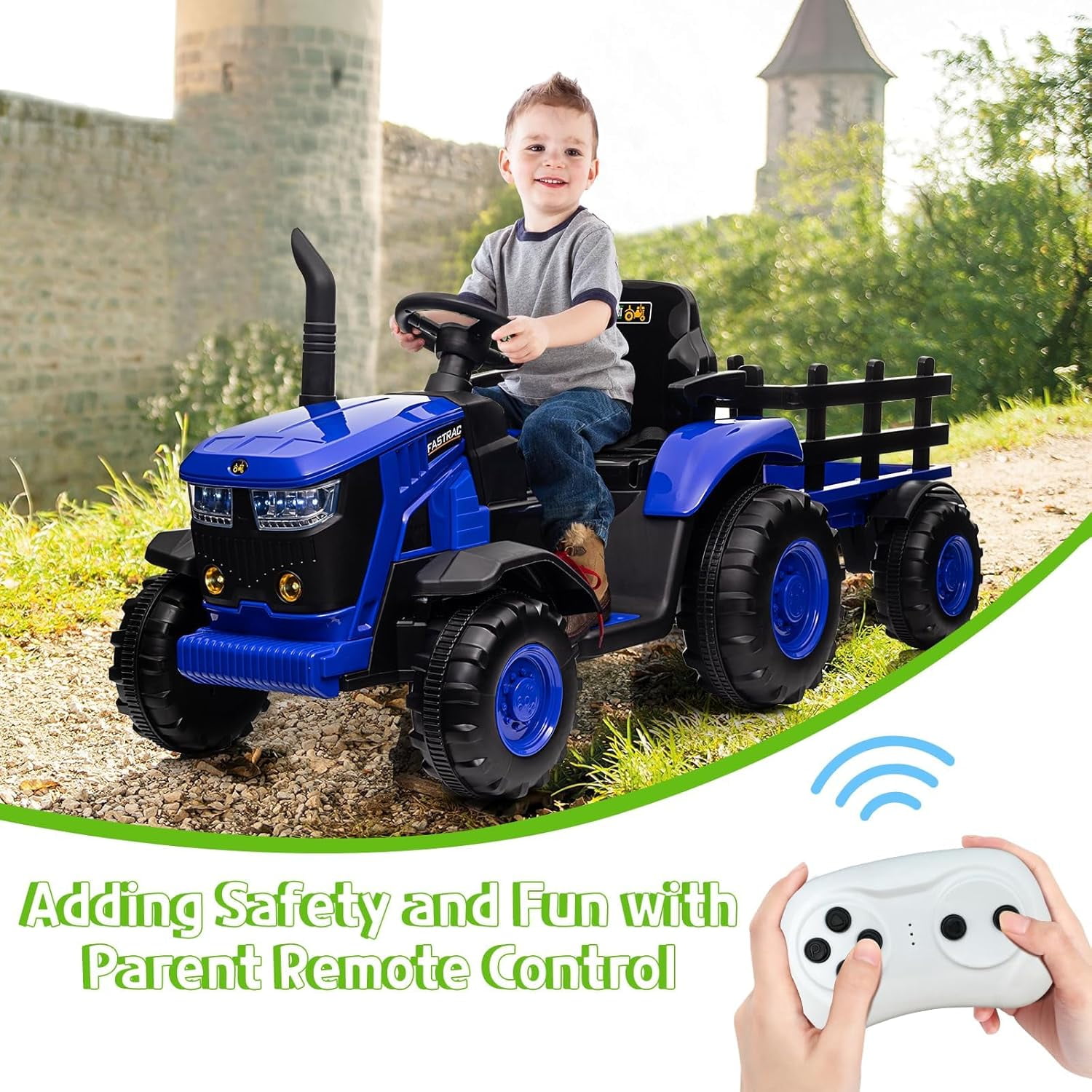 Acekid Ride Ons,12V Ride on Tractor with Remote Control,35W Dual Motors ...