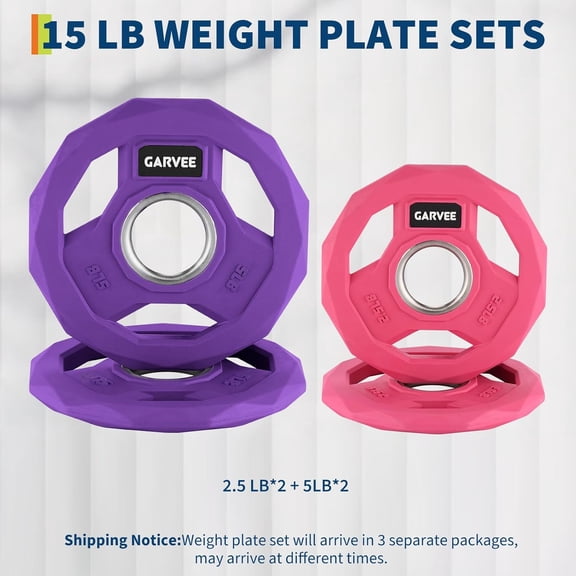 Shininglove 2-Piece 5LB Weight Plates, 2" Rubber Coated Color Coded ...