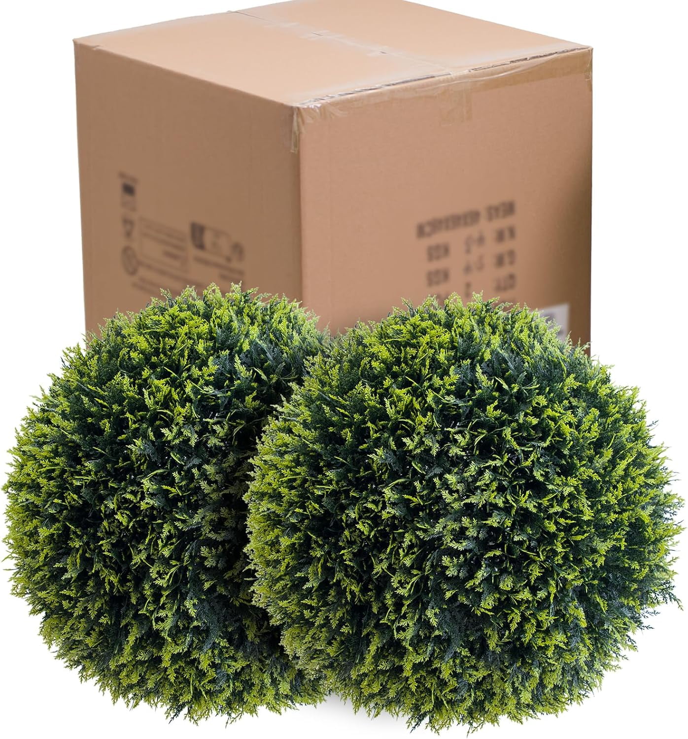 Acekid Set of 2 Artificial Cedar Topiary Plant Balls, 22.8 Inch Faux ...