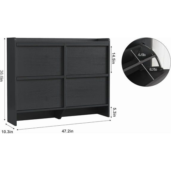 Acekid Shoe Storage Cabinet with Adjustable Shelves Hidden Shoe ...