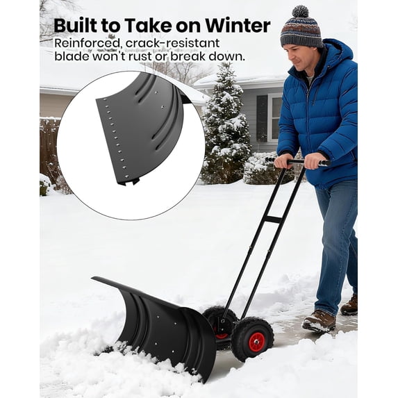 Acekid Steel Snow Plow 36In Heavy-Duty Height Adjustable Handle All ...