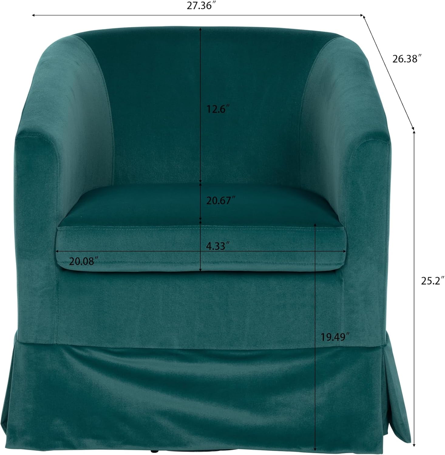 Acekid Swivel Accent Chair 27.36in Wide Rocking Upholstery Recliner ...