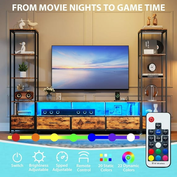 Acekid TV Cabinet Multi-Functional Modern TV Stand 2 Open 5-Tier ...