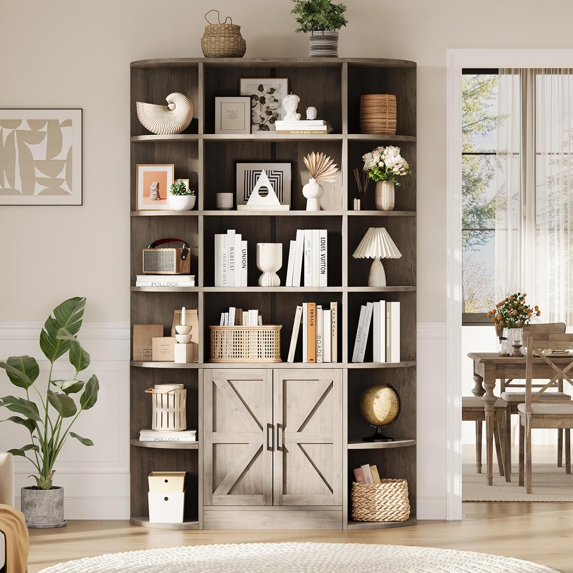 Acekid Tall Bookshelf 6 Tier Storage 6-Tier Modern Farmhouse Standing ...