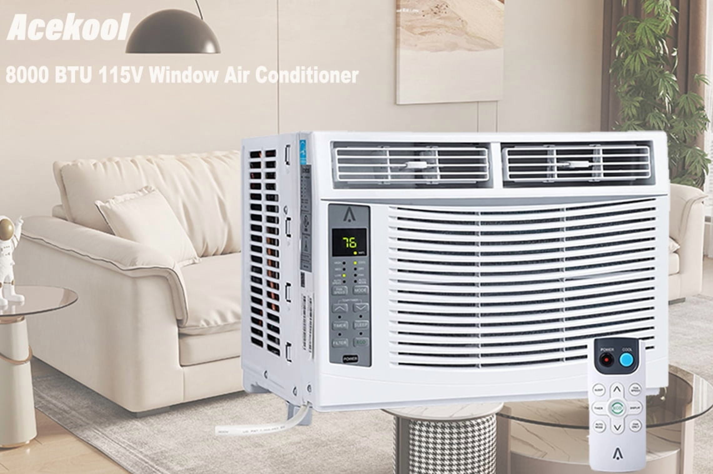 Acekool 8000btu Window Air Conditioner Fast Cooling 350 Sq.ft., Indoor ...