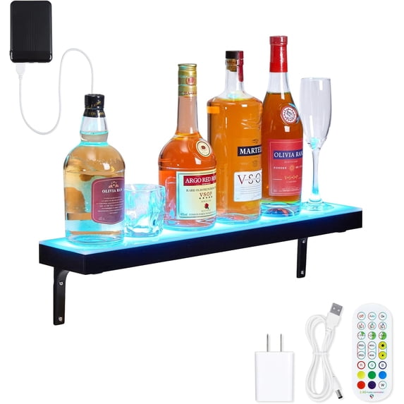 Acekool Acrylic Liquor Bottle Display Shelf, 1 Tier Wall Mounted, 24 ...