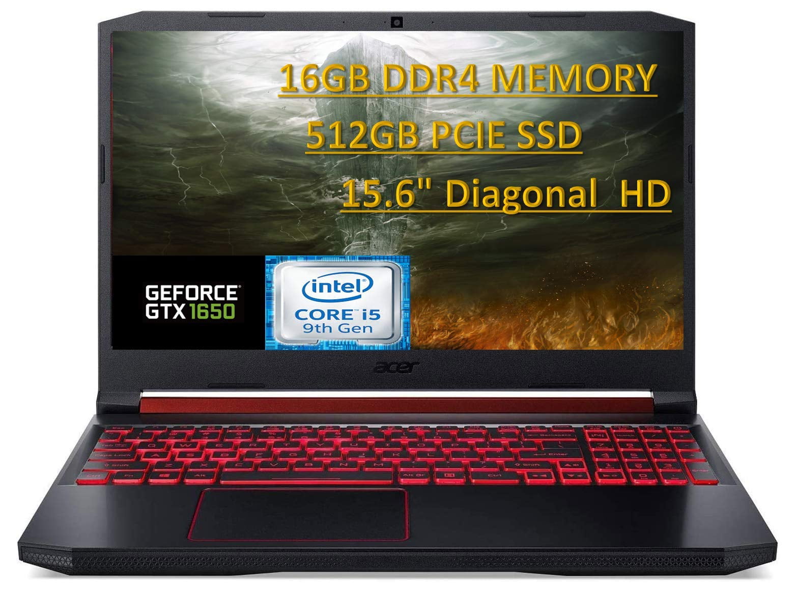 Acer 2020 Nitro 5 Powerful Gaming Laptop 15.6" FHD IPS, 9th Gen Intel ...