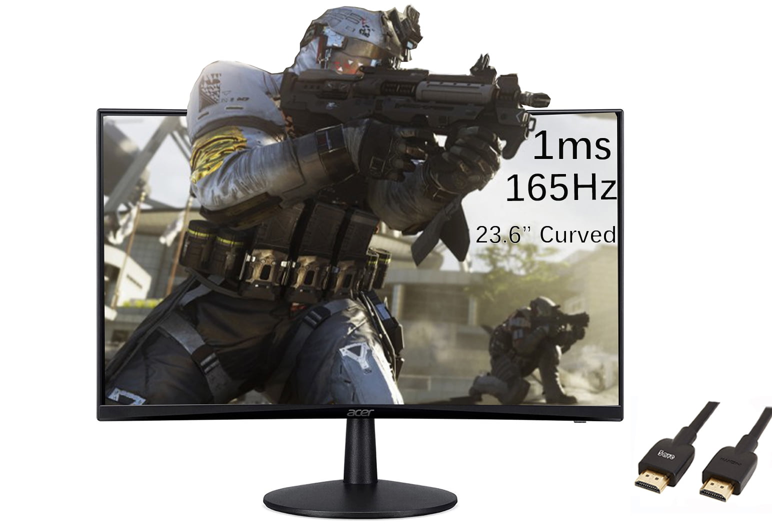 Acer 23.6" 1080P Curved Gaming Monitor, Black, Acer Nitro ED-Series ...