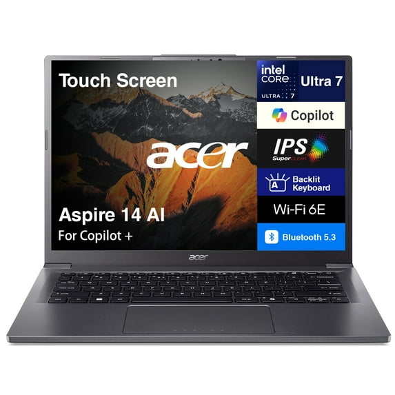 Acer Aspire 14 AI Copilot + Laptop 14.0in WUXGA (Intel Ultra 7-258V, 32GB LPDDR5X, 1TB PCIe SSD ...