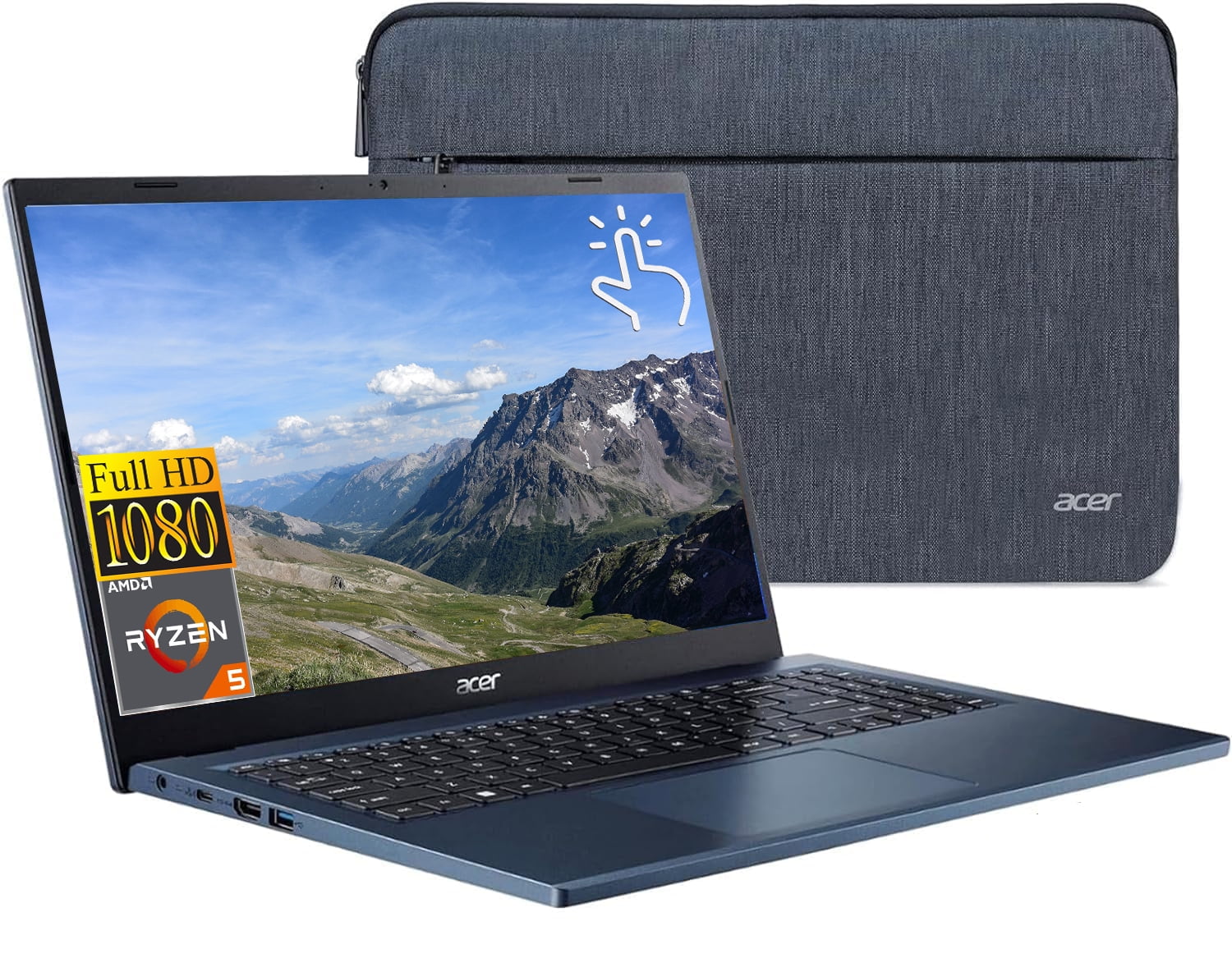 Acer Aspire 3 Touchscreen Laptop, 15.6" FHD, AMD Ryzen 5 7520U, 8GB RAM ...