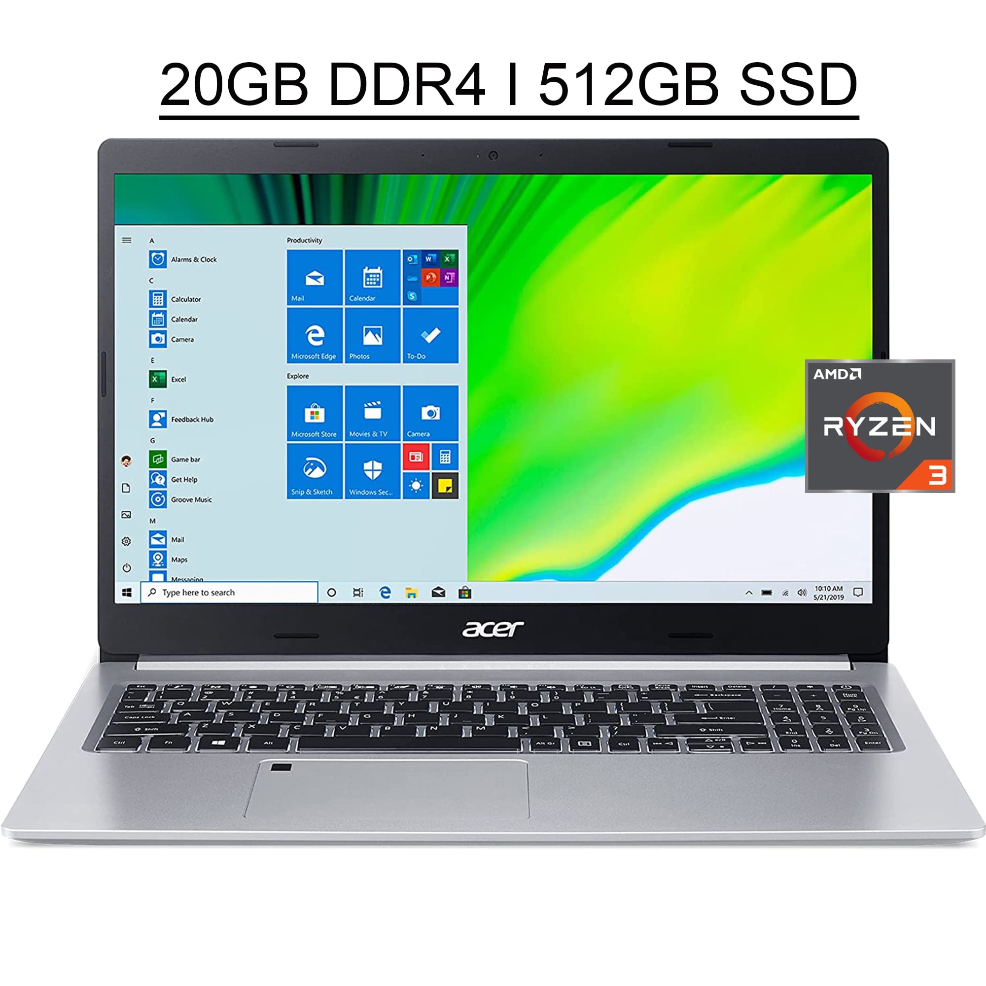 Acer Aspire 5 Laptop 15.6" FHD IPS Display AMD Quad-Core Ryzen 3 3350U ...