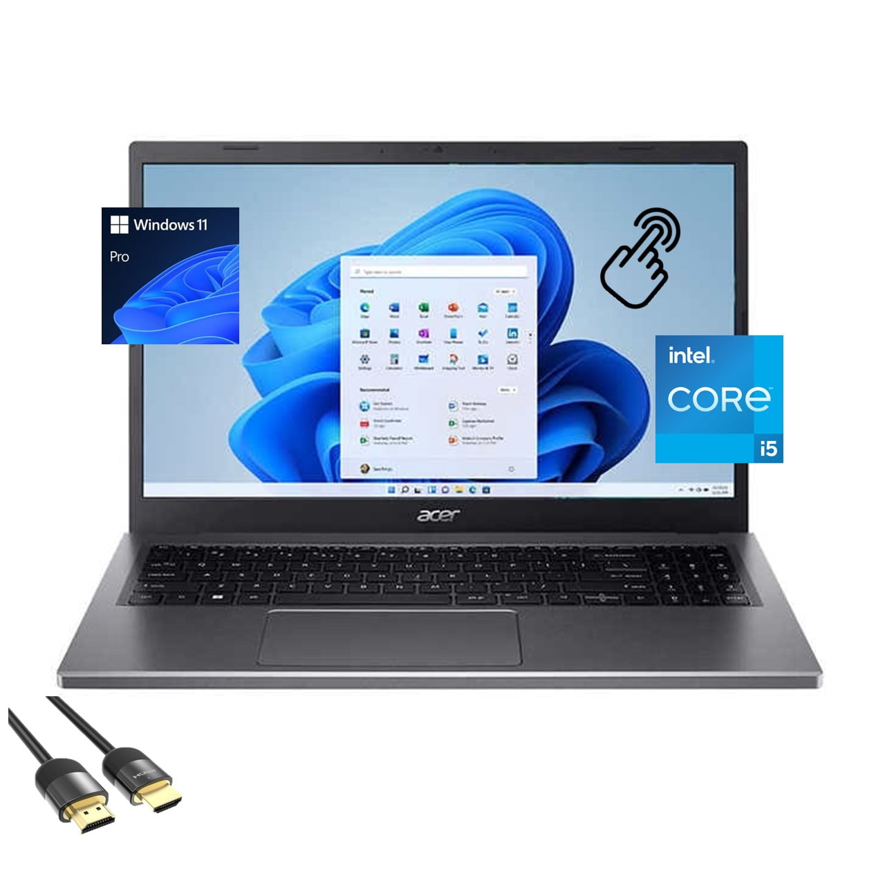 Acer Aspire 5 Laptop for Student Business 15.6 FHD Touchscreen Display 13th Gen 8 Cores i5 13420H 8GB RAM 512GB PCIe SSD Keypad WiFi 6 Webcam HDMI BT Mytrix HDMI Cable Win 11