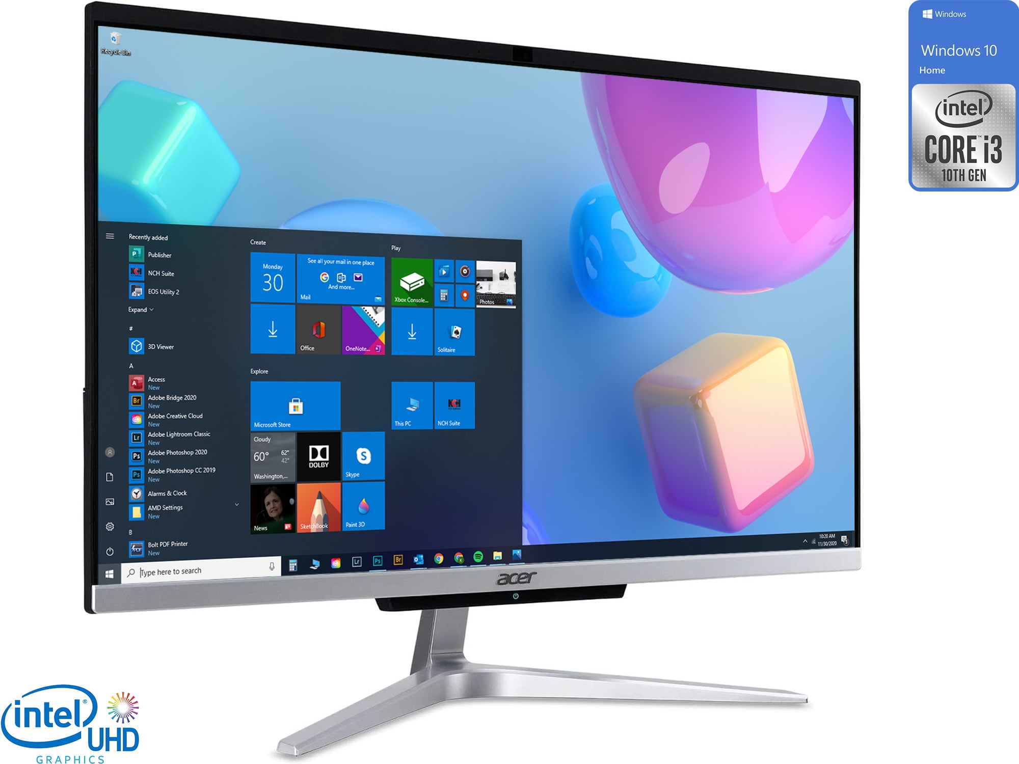 Acer Aspire C24 All-in-One, 23.8" FHD Display, Intel Core i3-1005G1 ...