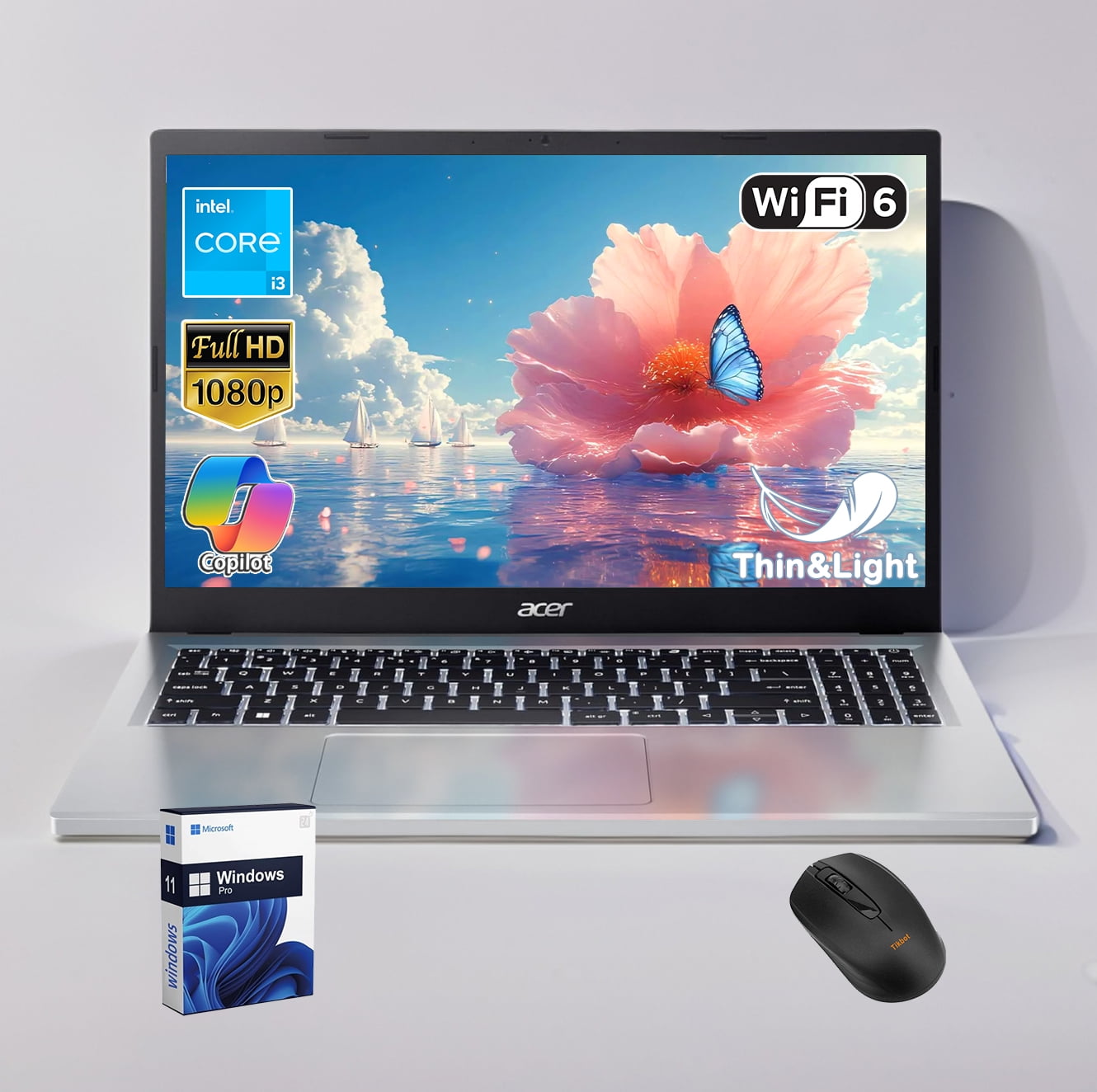 Acer Aspire Go 15 Slim Laptop: 15.6" FHD IPS Display, Intel i3-N305, Wi ...