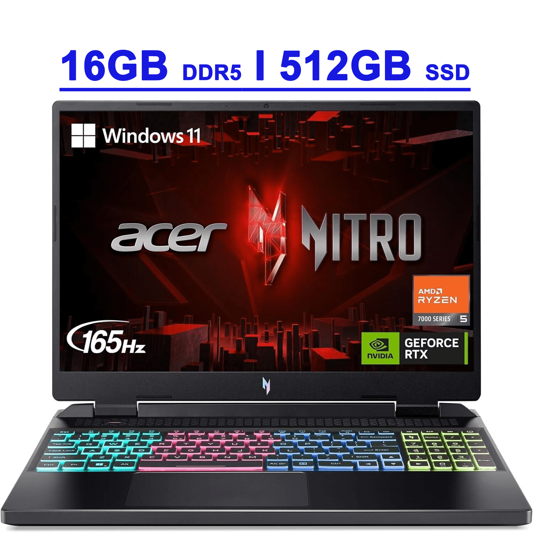 Acer Nitro 16 Premium Gaming Laptop 16" WUXGA IPS 165Hz AMD Zen 4 Hexa ...