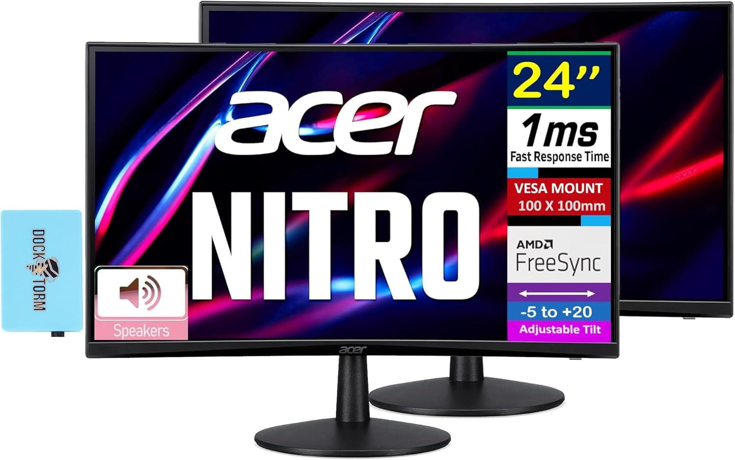 Acer Nitro 24" FreeSync FHD 1500R Curve Monitor ZeroFrame Design with ...