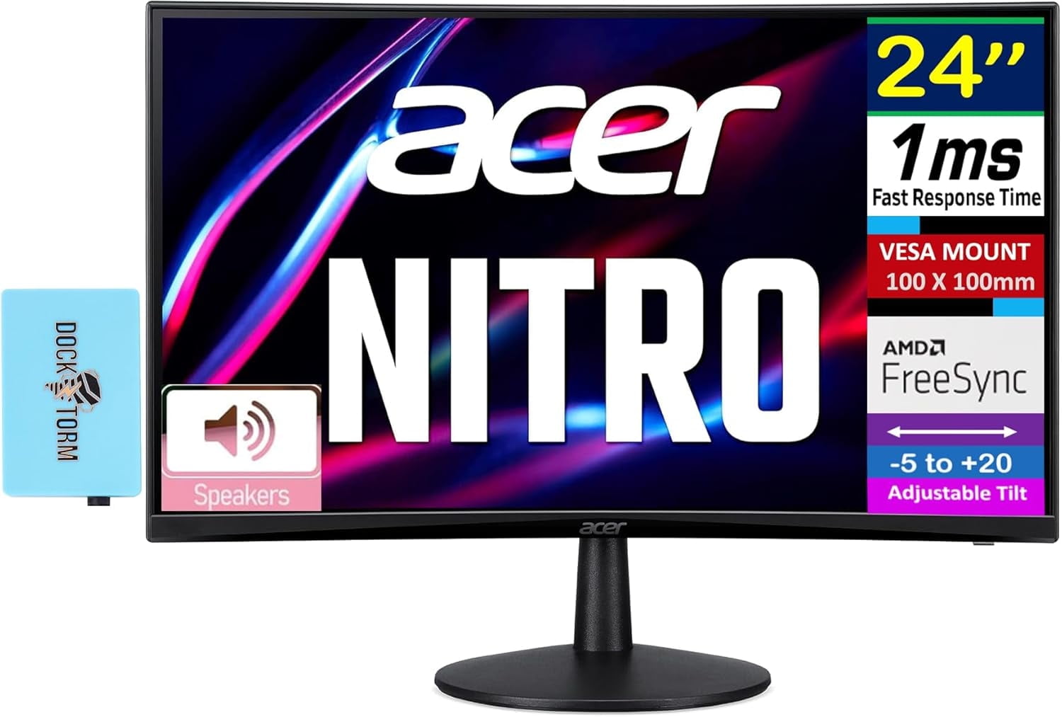 Acer Nitro 24" FreeSync FHD 1500R Curve Monitor ZeroFrame Design with ...