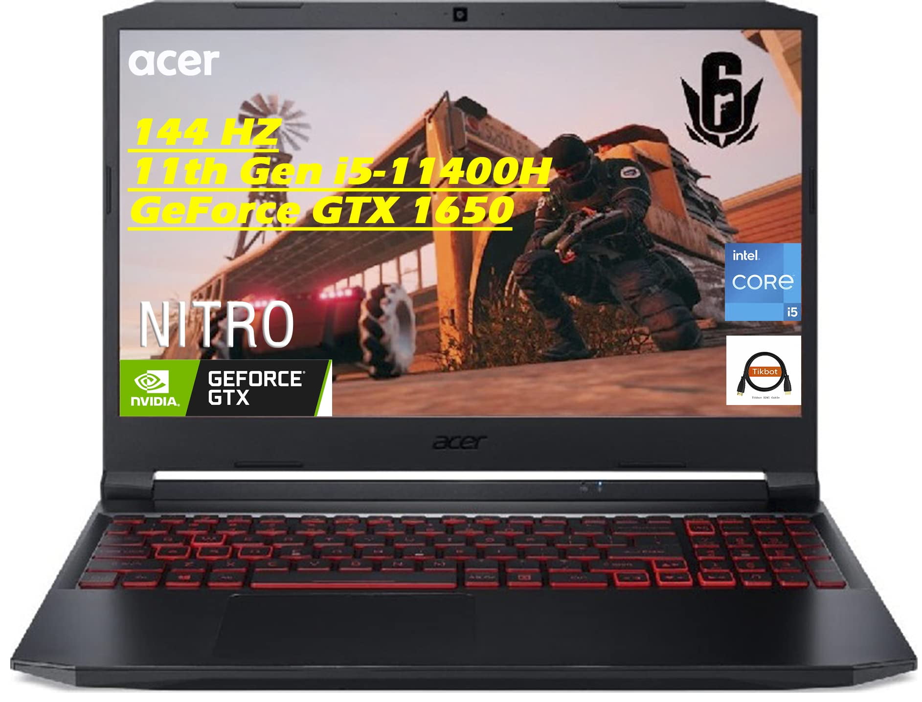 Acer Nitro 5 Gaming Laptop, 15.6" FHD, 144Hz IPS, 11th Gen i5-11400H, GeForce GTX 1650, Wi-Fi 6 ...