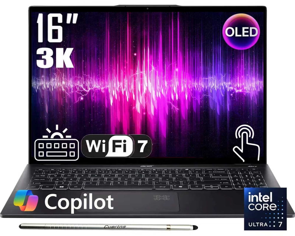 Acer Swift 16 AI Laptop, 16" 3K 120Hz OLED Touchscreen, Intel Core Ultra 7 256V Series 2, Stylus ...