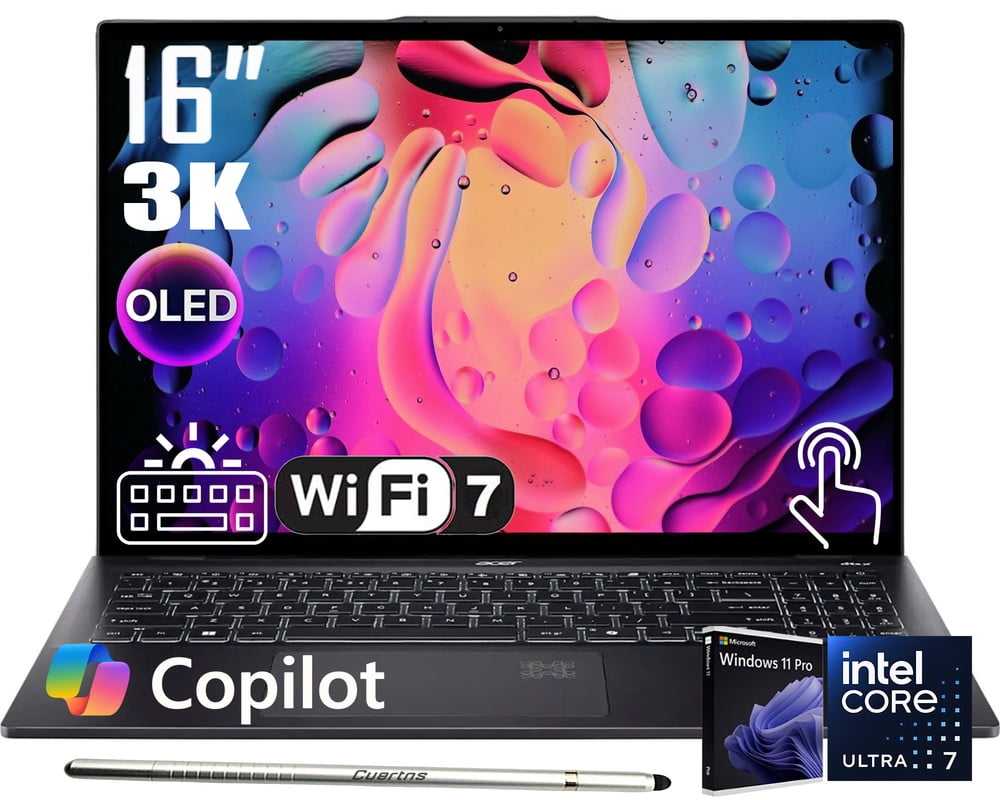 Acer Swift 16 AI Laptop, 16" 3K 120Hz OLED Touchscreen, Intel Core Ultra 7 Series 2, 16GB RAM ...