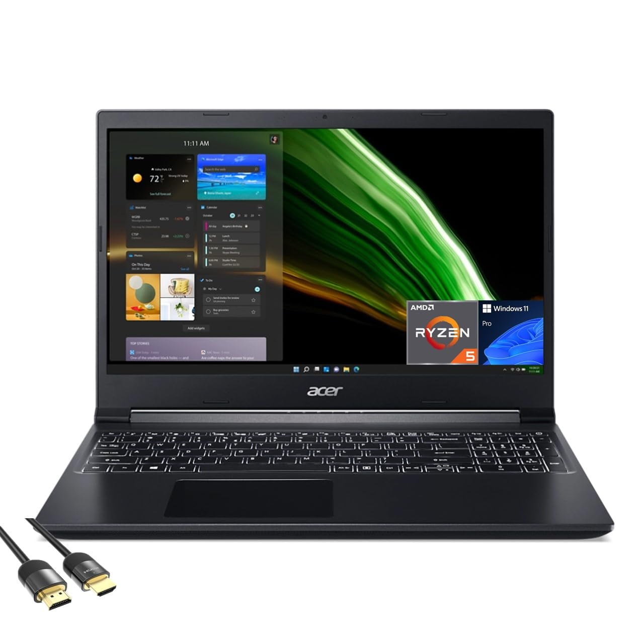 Acer acer Aspire 7 Laptop, 15.6''FHD Display, AMD Ryzen 5 5500U(Beats i7-11370H), GeForce GTX ...
