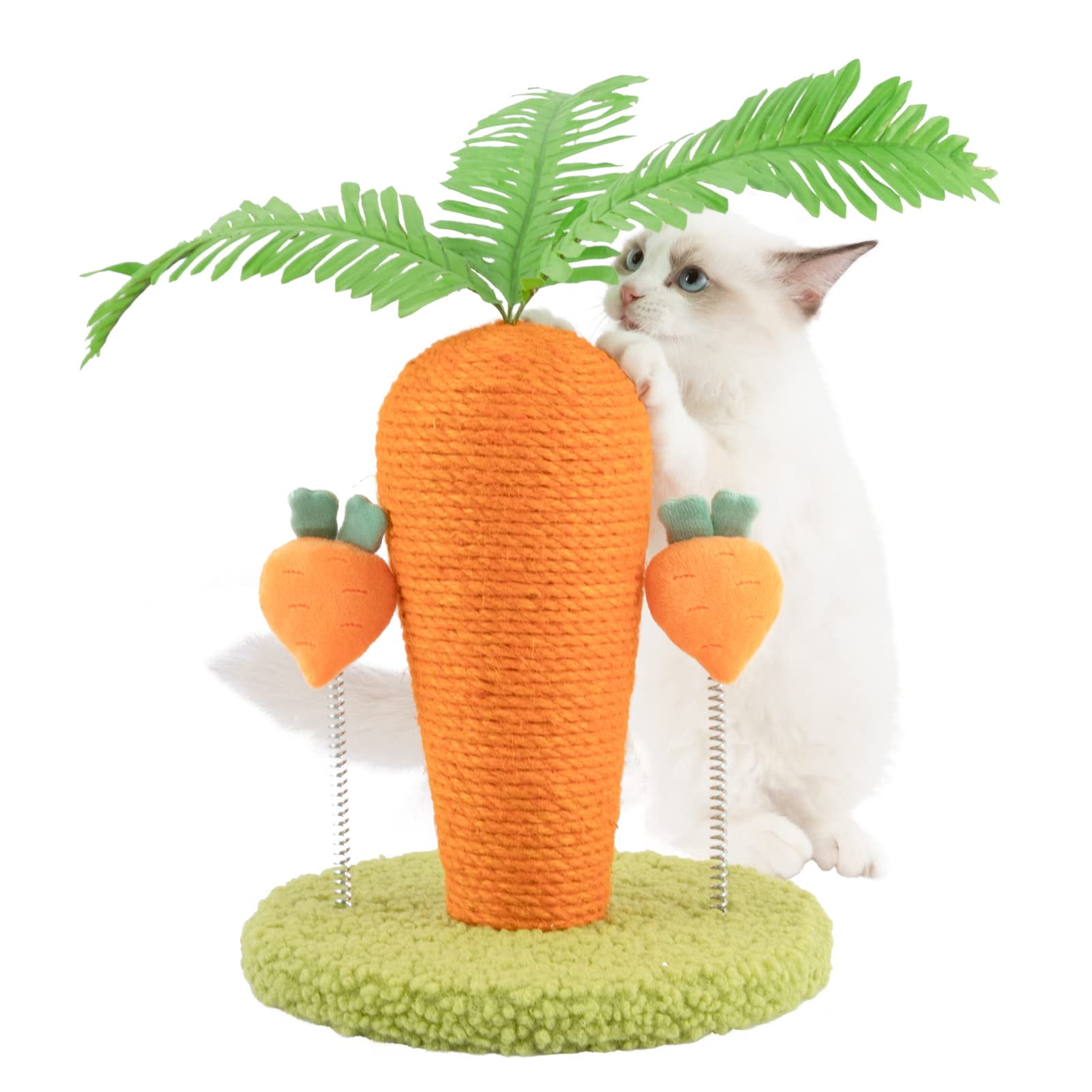 Acered Natural Sisal Carrot Cat with 2 Spring Plush Toys- Carrot Shape ...