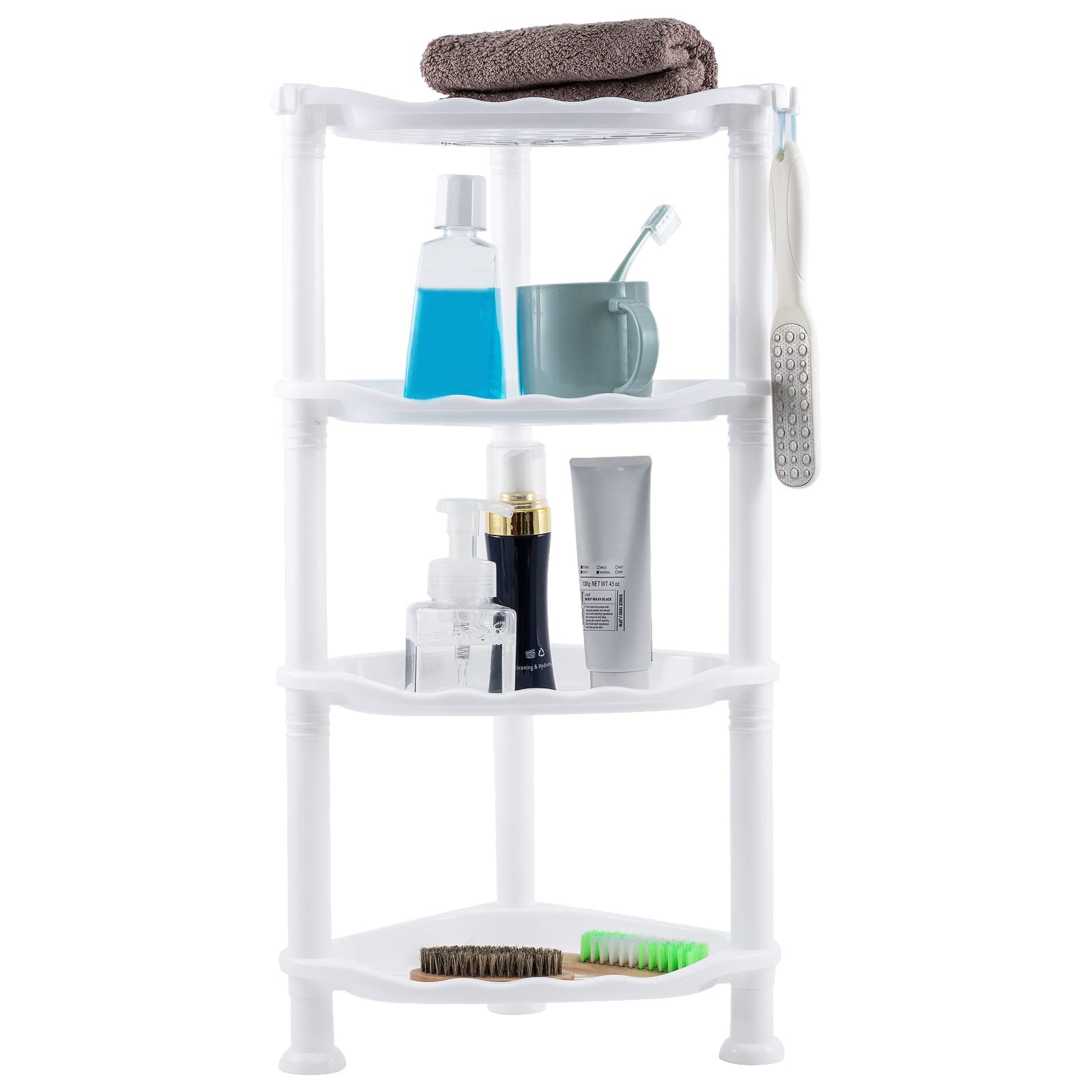 Acered Plastic Bathroom Corner Stand- 4-Tier Standing Corner Shower ...