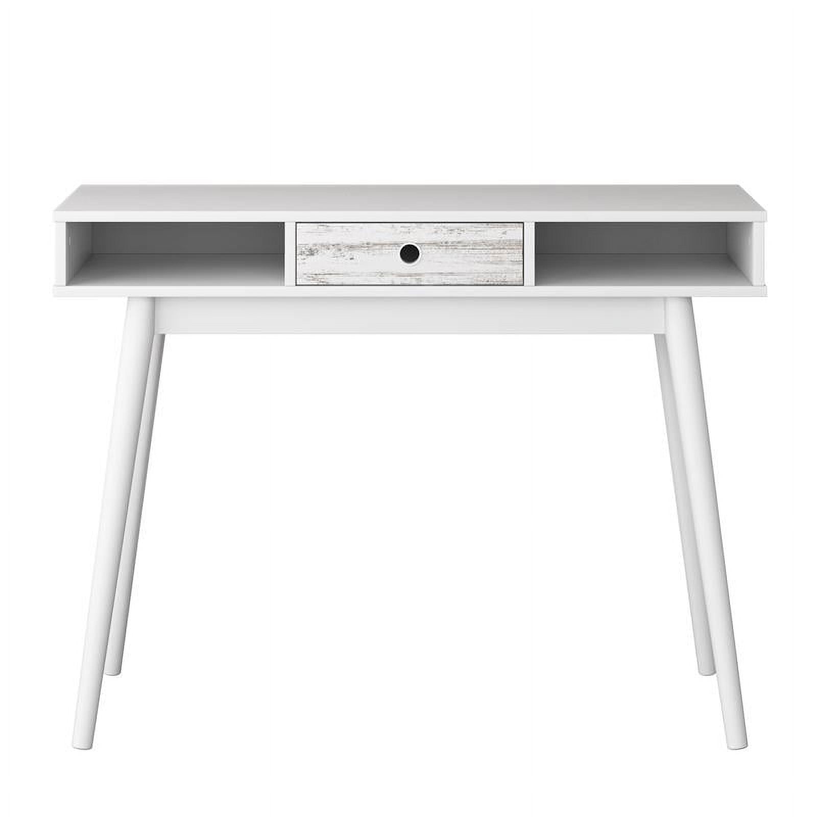 Acerra White Engineered Wood Grain Entryway Desk with Center Drawer ...