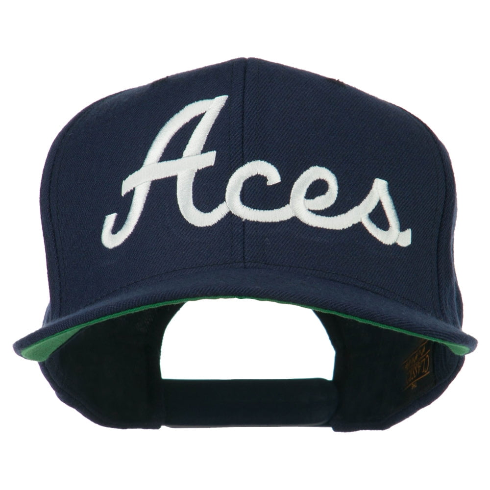 Aces Embroidered Flat Bill Cap - Navy OSFM - Walmart.com