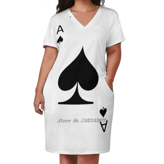 Aces Of Spades Playing Card Loose Pocket Dress Fashion Print Dress ...