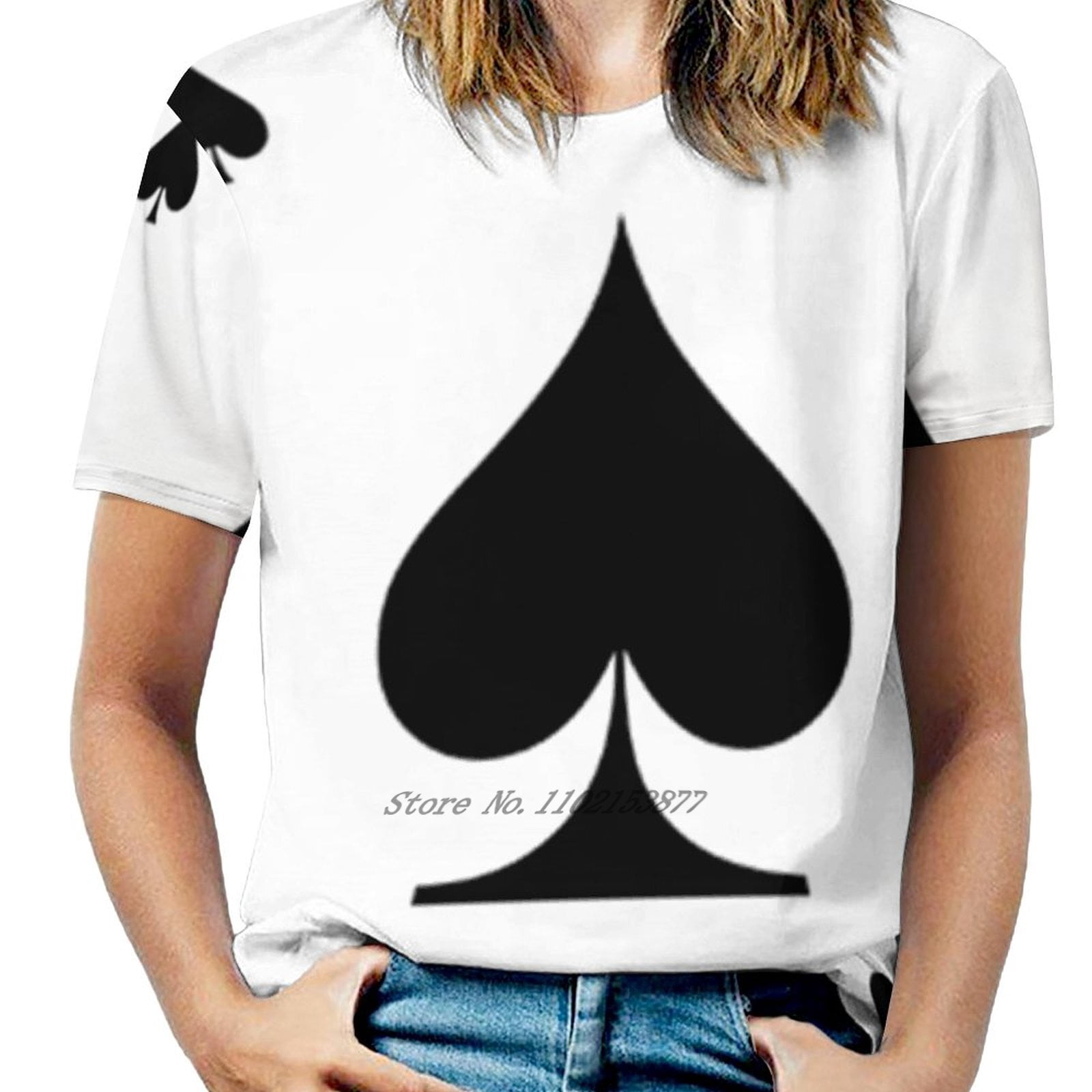 Aces Of Spades Playing Card Women'S Clothing V-Neck Tops Zipper Tee ...