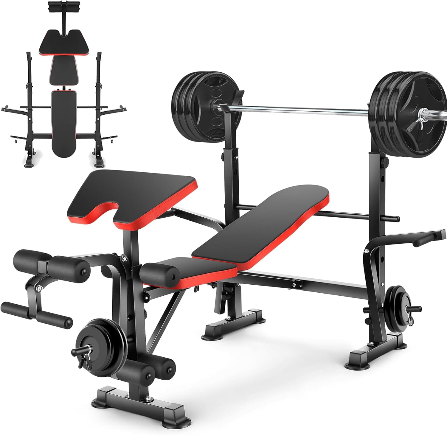 Aceshin 660lb Olympic Weight Bench, Adjustable Workout Bench with Squat ...