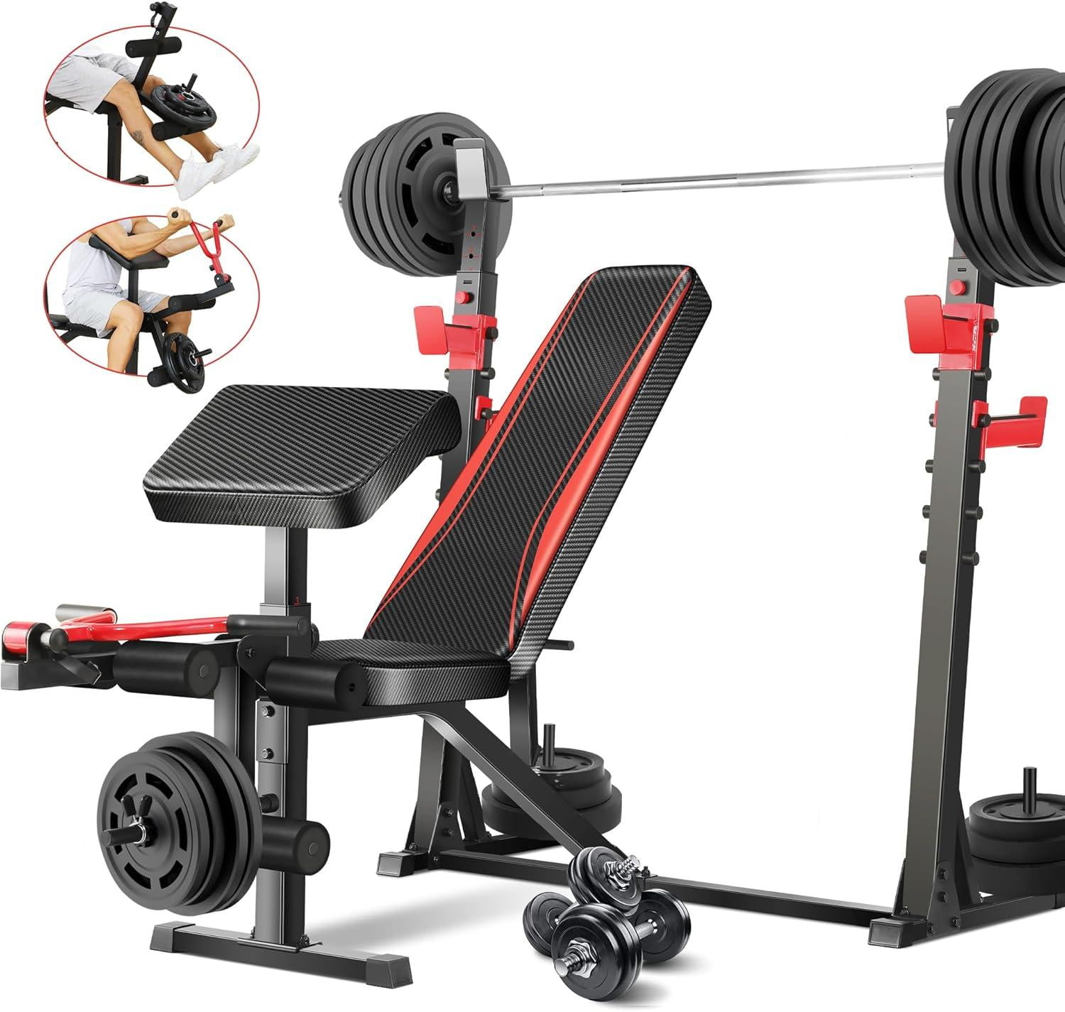 Aceshin Olympic Weight Bench, 900 LBS Adjustable Weight Bench and Squat ...