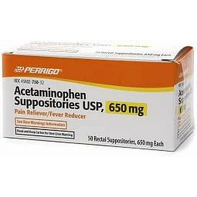 Perrigo Acetaminophen Suppositories USP, 650 mg Pain Reliever/Fever Reducer, 50 Count - Walmart.com