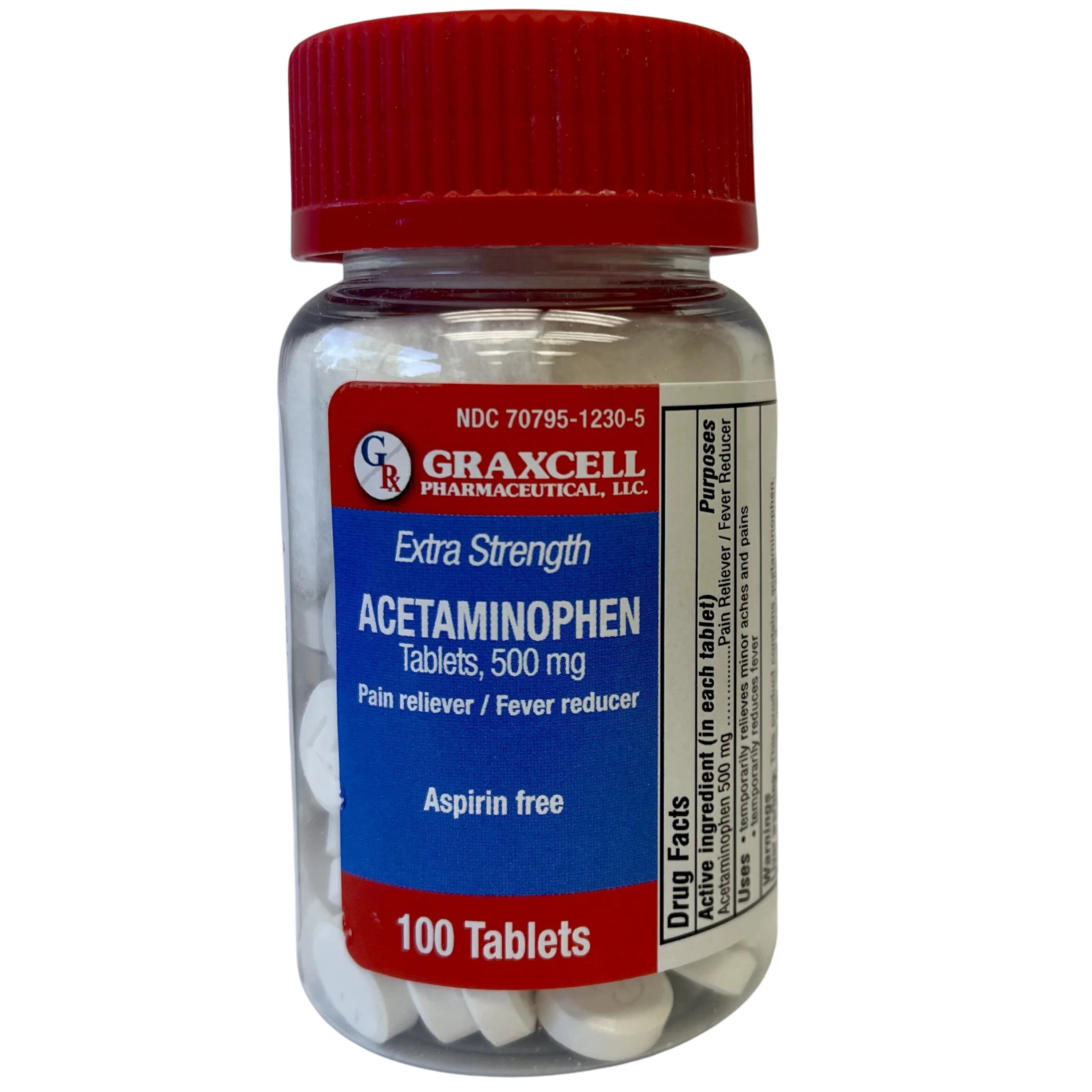 Graxcell Extra Strength Acetaminophen Tablets 500 mg, 100 Count, Fever ...