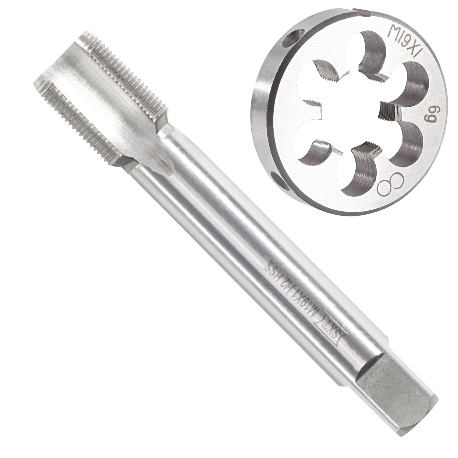Aceteel M19 x 1.0 Metric Tap and Die Set, M19 X 1.0mm HSS Machine ...