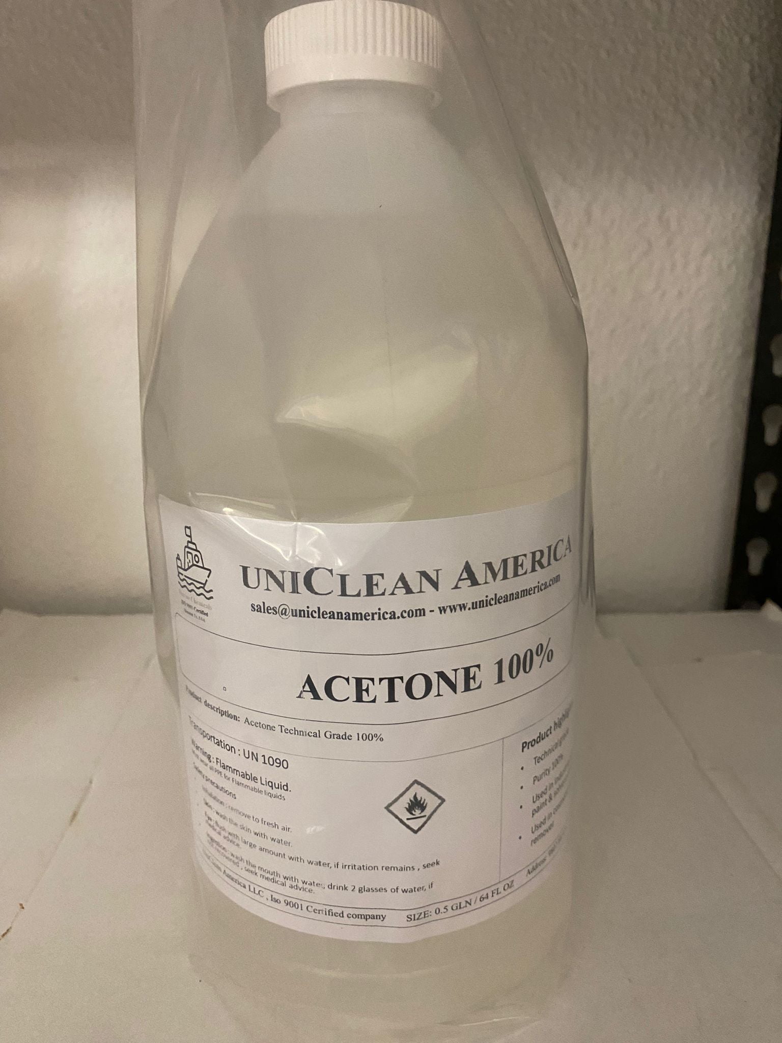 Acetone 100% pure - UniClean America Acetone with No Addtives - Made in ...