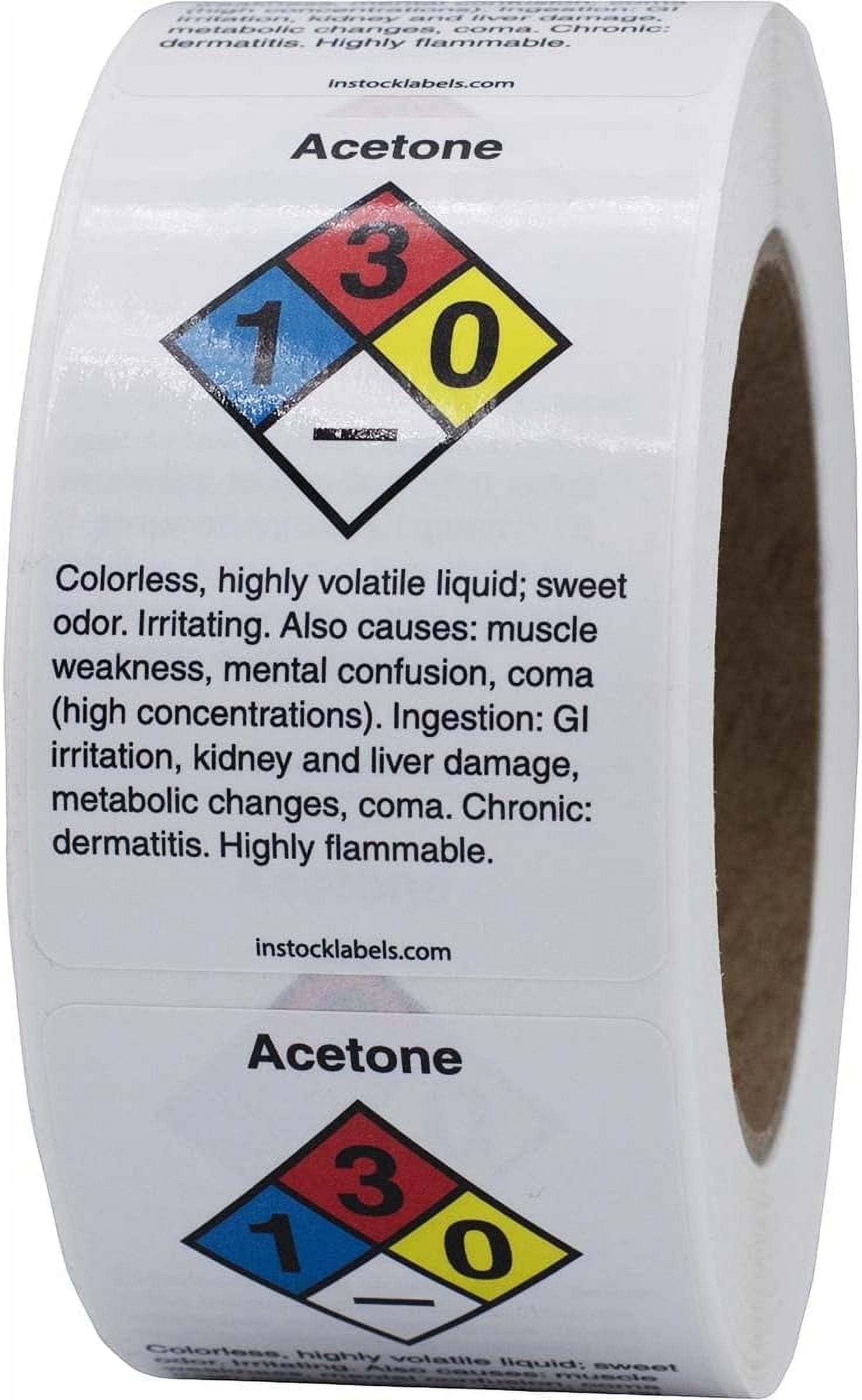 Acetone Chemical NFPA Labels, 2 x 3 Inch Rectangle, 500 Total Labels ...