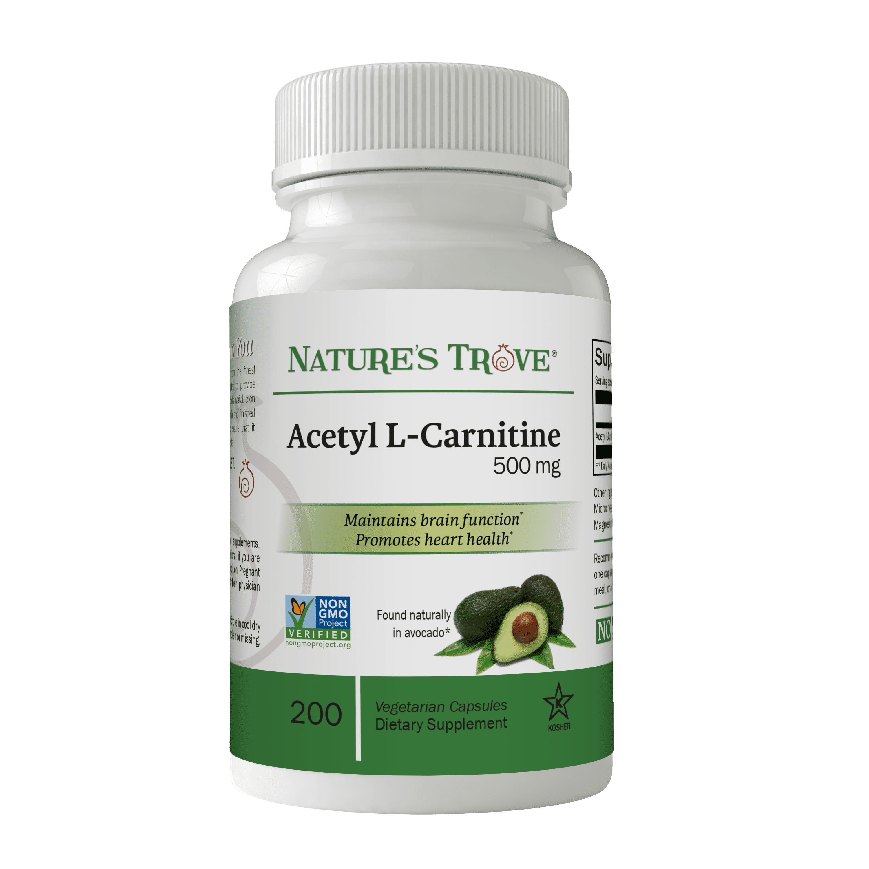 Acetyl L-Carnitine (ALCAR) - 500 mg - 200 Vegetarian Capsules - Nature ...