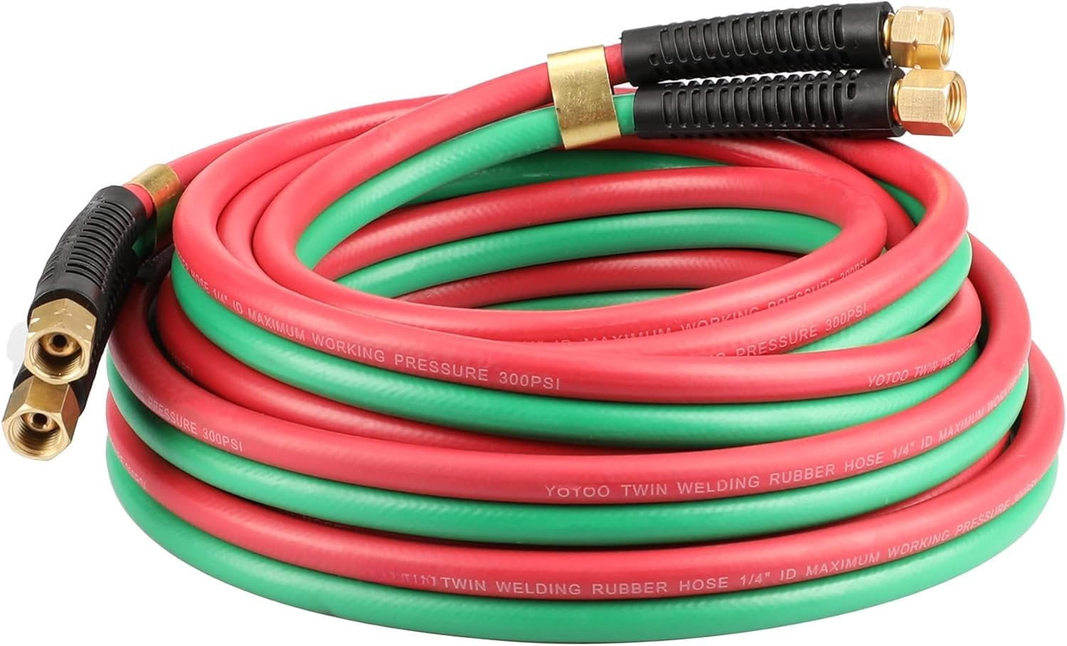 Acetylene Hose, Hose 1/4-Inch x 25 with 9/16"-18 B fittings Welding ...